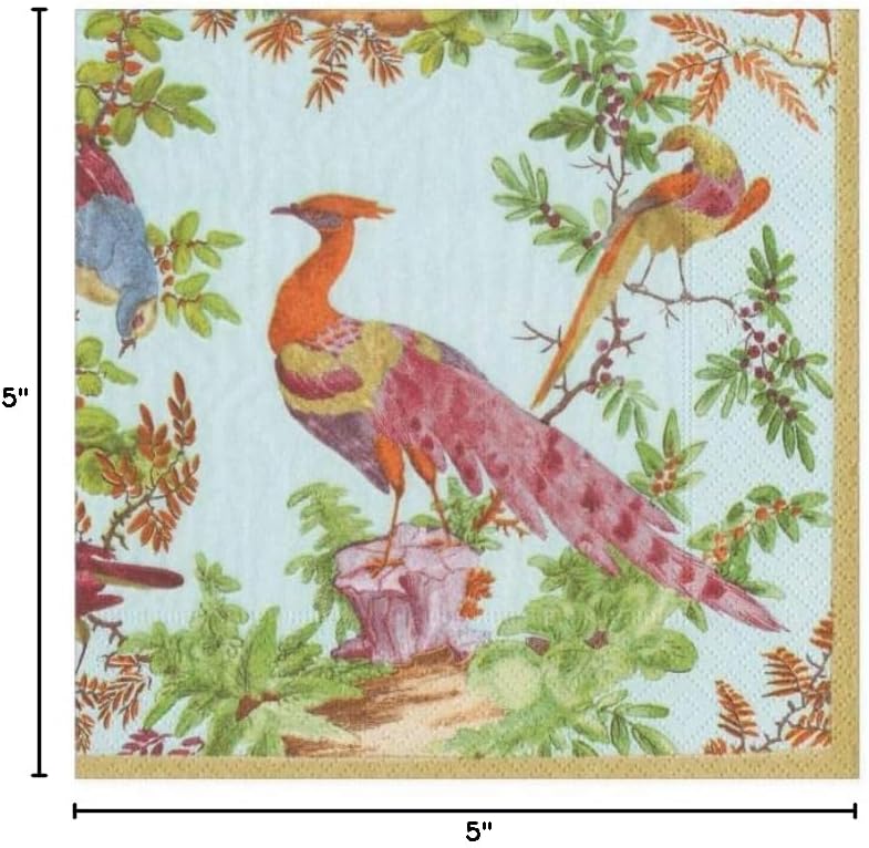 Chelsea Birds Celadon Cocktail Napkin - 20 Per Package – Filomena Home