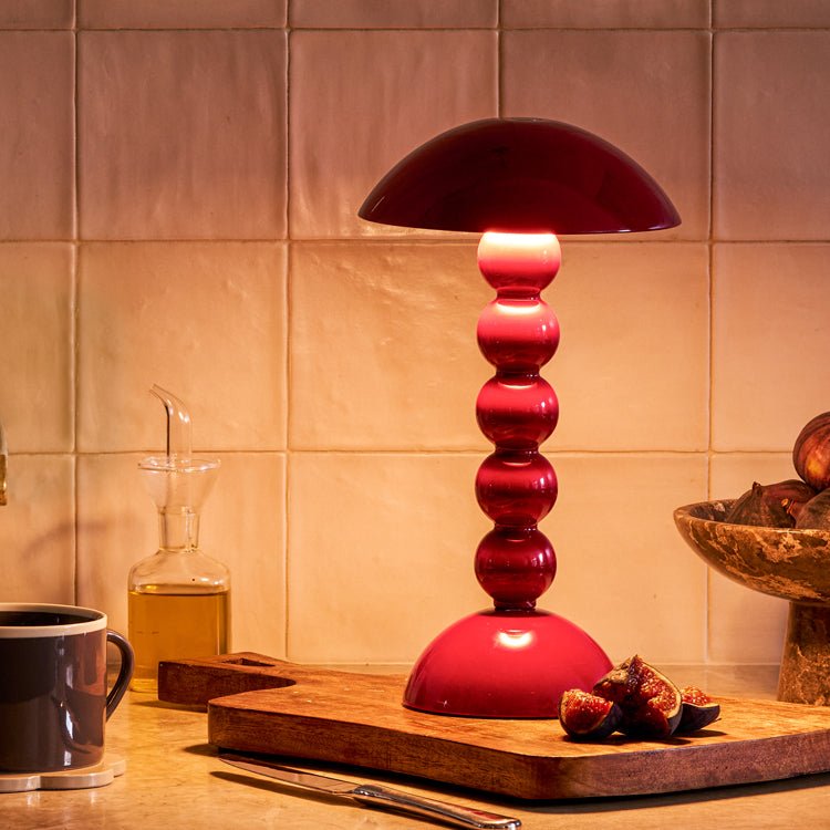 Red Lacquer Rechargeable Bobbin LED Lamp – Filomena Home